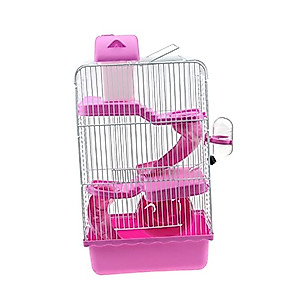 POPETPOP Plastic Pulley Hamster Cage Chinchilla Cage Villa Cage for Small Pets Pet Cage Small Animals Guinea Pig Travel Kitchen Utensils Heighten Pink Pet House Reptile Water Dispenser