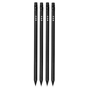 Notsu 4pc Black Pencils #2 Set | All Black Wood Writing Pencils with Travel Case
