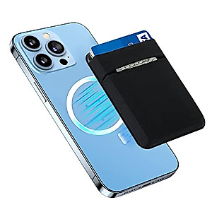 YesDoes Magnetic Phone Card Holder,Compatible with MagSafe,Stretchy Lycra Double Pocket Wallet,Credit ID Card Cash Pouch,Mag Safe Phone Sleeve Case,Design for iPhone 14,13,12,Plus,Pro,Pro Max Black