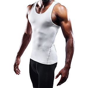 NELEUS Men's Athletic 3 Pack Compression Tank Top Dry Fit Undershirts,White,2XL,EUR 3XL