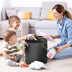 Lacut Dual-use Waterproof Storage Basket, 11.8"x11.8"x17.8" Large Open Storage Organizer Basket with Handles for Home Clothes Car Trunk Camping Picnic Storage (Black)