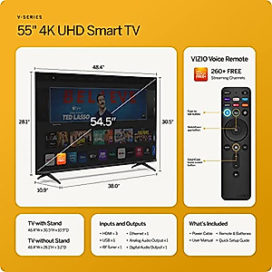 VIZIO 55-inch V-Series 4K LED HDR Smart TV w/Dolby Vision, WiFi 6E, Bluetooth Headphone Capable, Gaming Engine & Alexa Compatibility, V555M-K01, 2023 Model