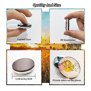 YayaCat 24Pcs 1.2in Round Crystal Glass Refrigerator Magnets,Line Drawing Flower Magnets for Fridge and Locker,Cute Decorative Whiteboard Blackboard Magnets for Office and Kitchen (Plant Line Drawing)