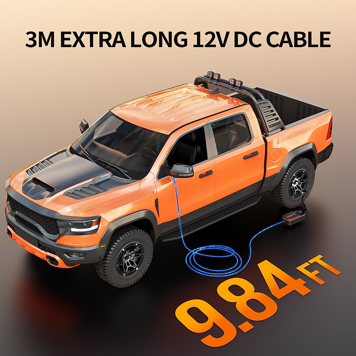 HIWORK 12V Air Compressor, Tire Inflator Portable Air Pump 150 PSI 12V DC Electric Inflator for Car Tires Bikes Balls Balloons and Other Inflatables with Digital Gauge and SOS Light