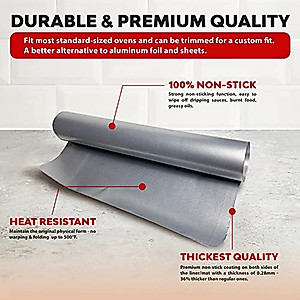 Oven Liners for Bottom of Oven, Silver 17" x 25" - Premium Large Thick Oven Mats, Heavy Duty Oven Liners for Bottom of Electric Oven, Gas Oven, Microwave, etc. - Non Stick Teflon Oven Liners (4-Pack)