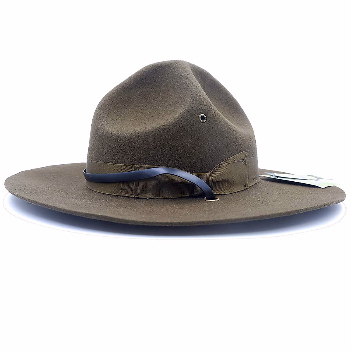TingTingo Military Campaign Hat Drill Sergeant Instructor Mountie Ranger Hat 100% Wool Olive