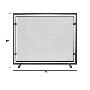 Pilgrim Home & Hearth 18251 Sinclair Single Panel Fireplace Screen, Natural Iron 39”W x 31”H, 21 Lbs