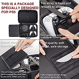 Double-Layer Design Protective Compatible with ps5 Carrying Case,Hard Shell Have Cushion Padding Travel Storage Bag Compatible with Playstation 5 Digital Edition/Disc game Consoles,Waterproof and Shockproof.