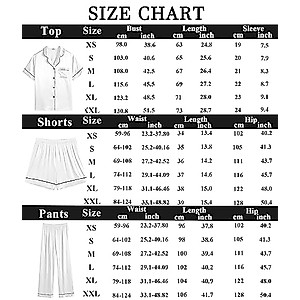 SWOMOG Womens 3pcs Satin Pajamas Shorts Set Button Down Short Sleeve Pjs Loungewear Long Lounge Pants with Pockets White
