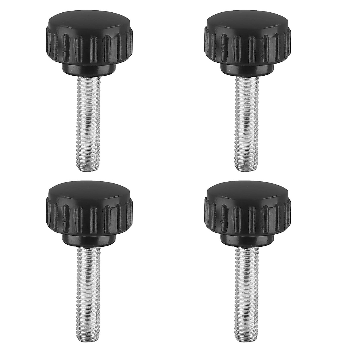 Bokwin 4Pcs M6x25mm Male Thread Knurled Clamping Knobs Thumb Screw on Type Black Round Head Quick Removal Fastener Clamping Knobs