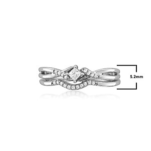 Beyond Brilliance 1/5 Carat Diamond, 10K White Gold Engagement Bridal Set (H-I,I1-12) Natural Diamond Jewelry For Women|Gift Box Included