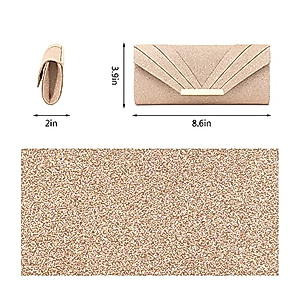 Naimo Womens Sparkle Paillette Clutch Bag Evening Bag Purse for Party Cocktail Wedding Elegance Envelope Purse Wallet Bag (Rose gold)