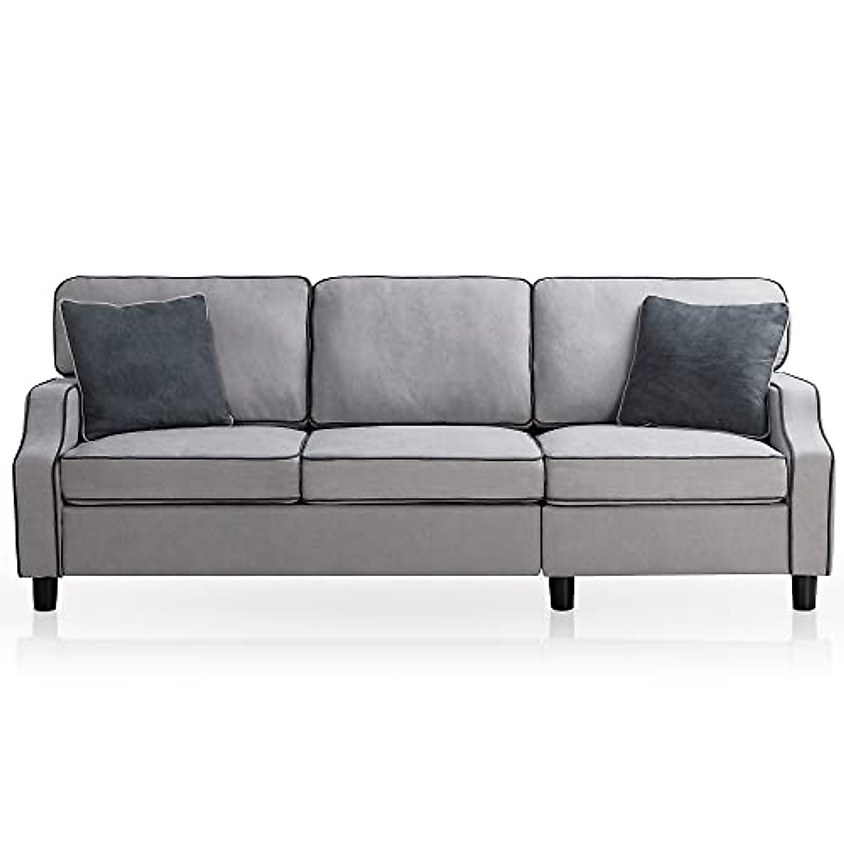 Shintenchi 79”Modern Fabric Sofa Couch,Mid Century Linen Upholstered Fabric 3-Seat Sofa Loveseat Furniture with Pillow for Small Living Room, Apartment,Studio and Small Space,Light Gray