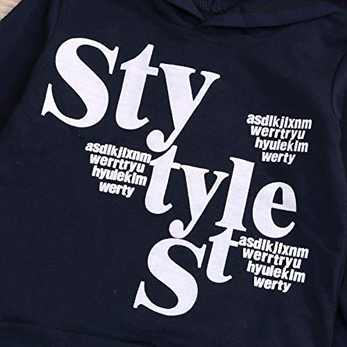 Guodeunh Boy Clothes Set for 1-5 Years,Toddler Baby Boys Kid Letter Print Hoodie Long Sleeve Tops Pattern Pants Fall Winter Sweatshirt (Navy, 3-4T)