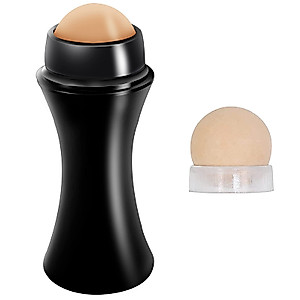 Oil-Absorbing Volcanic Face Roller, Reusable Face Roller Skin Care Facial Skin Care Tools, Oil Control Face Roller Stone, Suitable For Female Girls Makeup Massage Beauty Accessories(Black Set)