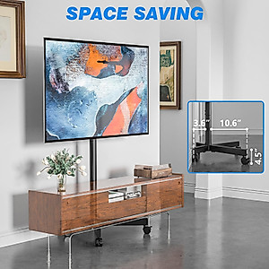 Mobile TV Cart Rolling Floor Stand for 23-60 Inch LCD LED OLED 4K Smart TVs up to 88 lbs, Height Adjustable Outdoor Metal Trolley Stand with Locking Wheels and Tilt Mount for Home Office Portable Use