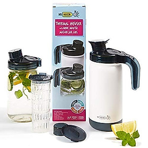 Nourished Essentials Fruit Infuser Water Bottle - with 35 oz Thermal Jar - Compatible with All Glass Wide Mouth Mason Jars - BPA Free - Infuse water, for sport, outdoor and indoor recreation