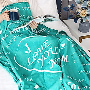 SRIZIAN Gifts for Mom, Birthday Gifts for Mom, I Love You Mom Gift Blanket, with Printed Blanket, Unique Mom Gift from Daughter or Son for Valentine's Day, Birthday, Thanksgiving, Christmas