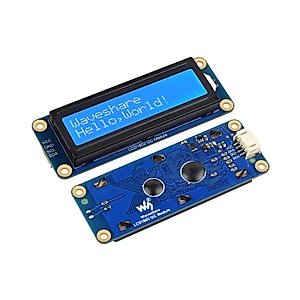Waveshare 1602 LCD I2C Display Module, White Color with Blue Background 16x2 Characters LCD für Raspberry Pi/Raspberry Pi Pico/Jetson Nano/ESP32/Arduino, 3.3V/5V Compatible