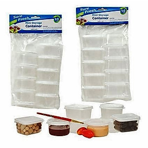 Mini Storage Containers with Lids, Sure Fresh, Plastic, Reusable, Round and Rectangular 20-pc Set