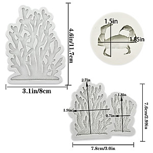 5 PCS Marine Theme Fondant Silicone Mold Seaweed Coral shell crab Shape DIY Handmade Baking Tools, For Theme Cake Cookie Chocolate Candy Decoration Fondant Polymer Clay