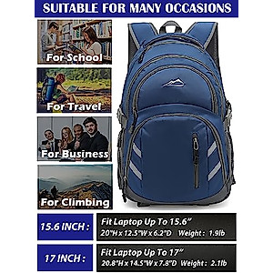 ProEtrade Extra Large Backpack Bookbag for College Laptop Travel, Fit Laptop Up to 17 inch with USB Charging Port Multi Compartment Anti theft, Gift for Women Men (Blue)