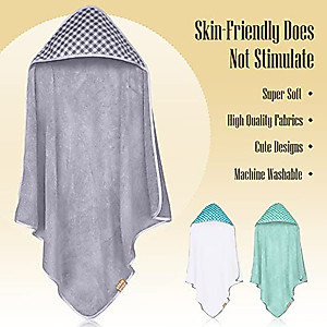 CORAL DOCK 3 Pack Baby Hooded Bath Towel Sets, Ultra Absorbent Baby Essentials Item for Newborn Boy Girl, Baby Bath Shower Towel Gifts for Infant and Toddler - Classic Neutral Plaid