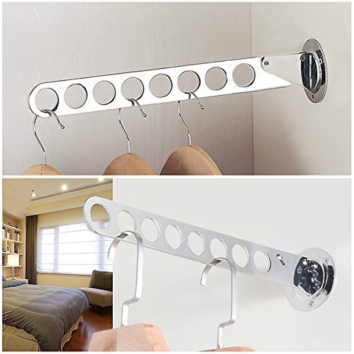 Alise Clothes Hanger Clothing Multiple Hook Wardrobe Hanging System Closet Storage Organizer Holder Wall Mounted,Stainless Steel Brushed Nickel