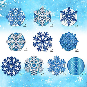 Winter Wonderland Party Decorations,Frozen Party Decorations,Snowflake Hanging Swirl Decorations,Snowman Party Streamers for Birthday Theme Party Together Baby Shower