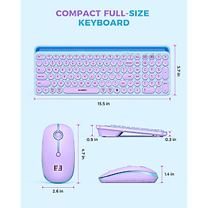 seenda Bluetooth Keyboard and Mouse for iPad, Multi-Device Bluetooth + 2.4G Wireless Keyboard Mouse with Tablet Holder for MacBook/Windows Computer, iOS/Andriod Tablet Phone, Blue & Purple