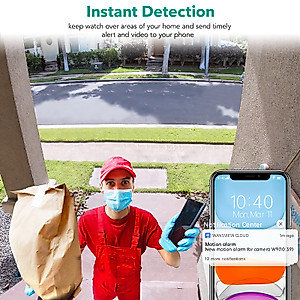 wansview Security Camera Outdoor, 1080P Pan-Tilt 360° Surveillance Waterproof WiFi Camera, Night Vision, 2-Way Audio, Smart Siren, SD Card Storage& Cloud Storage and Works with Alexa W9