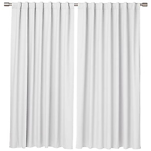 Amazon Basics Room Darkening Blackout Window Curtains with Back Tab Hanging Loops - 52" x 63", White