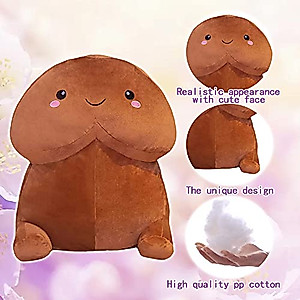 BZLMDYM Funny Plush Pillow,Cute Creative Plush Prank Gift, Stress Relief Doll Spoof Pressure Touch Throw Pillow Soft Plush Funny Gifts for Women Girlfriend Boyfriend (7.87in, Brown Smile)