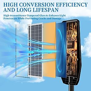 4800W Solar Street Lights Outdoor - Solar Lights Outdoor Waterproof, 7000K LED Solar Parking Lot Lights Commercial Dusk to Dawn, Street Lights Solar Powered Motion Sensor for Street, Outside, Yard