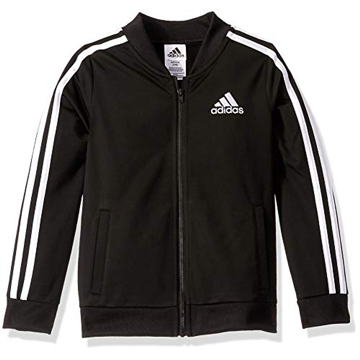 adidas Girls' Big Kids Zip Front Tricot Bomber Jacket, Adi Black, X-Large