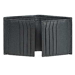 Bullz Genuine Nappa Cow Leather Thick Dual Credit Card ID Flap Quad Fold Large Bifold Mens Wallet Passcase RFID