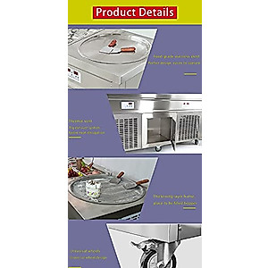 Commercial 22'' Double Round Pans + 10 pcs Refrigerated Tanks Fried Ice Cream Rolled Machine, Gelato Fry Frozen Yogurt Ice Cream Maker for Street Snack Food, Kitchen, Cafe Shop, Bar (ETL Certificate)