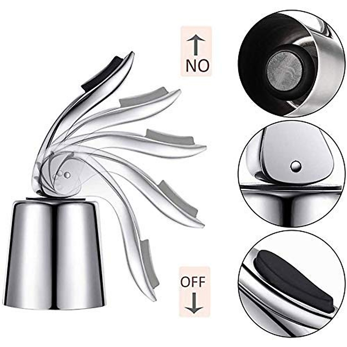 Wine Stoppers(2 PACK Bright)，Wine Bottle Stoppers Stainless Steel，Reusable Wine Saver，Wine Sealer Keeps Wine Fresh，Wine Bottle Plug With Silicone，Superior Leak-Proof，Best Gift