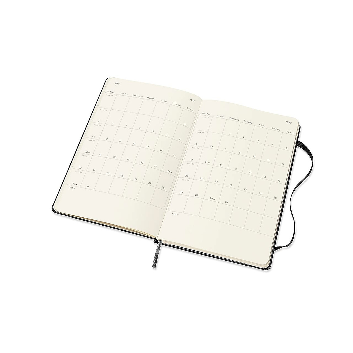 Moleskine Classic 12 Month 2022 Weekly Horizontal Planner, Hard Cover, Large (5" x 8.25"), Black