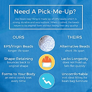 Cali Little Bear Sack Bean Bag Chair, Dirt-Resistant Coated Oxford Fabric, Flexible Seating for Children, Kid's Furniture for Bedrooms, Playrooms, Daycare, Preschool - French Blue (2-Pack)