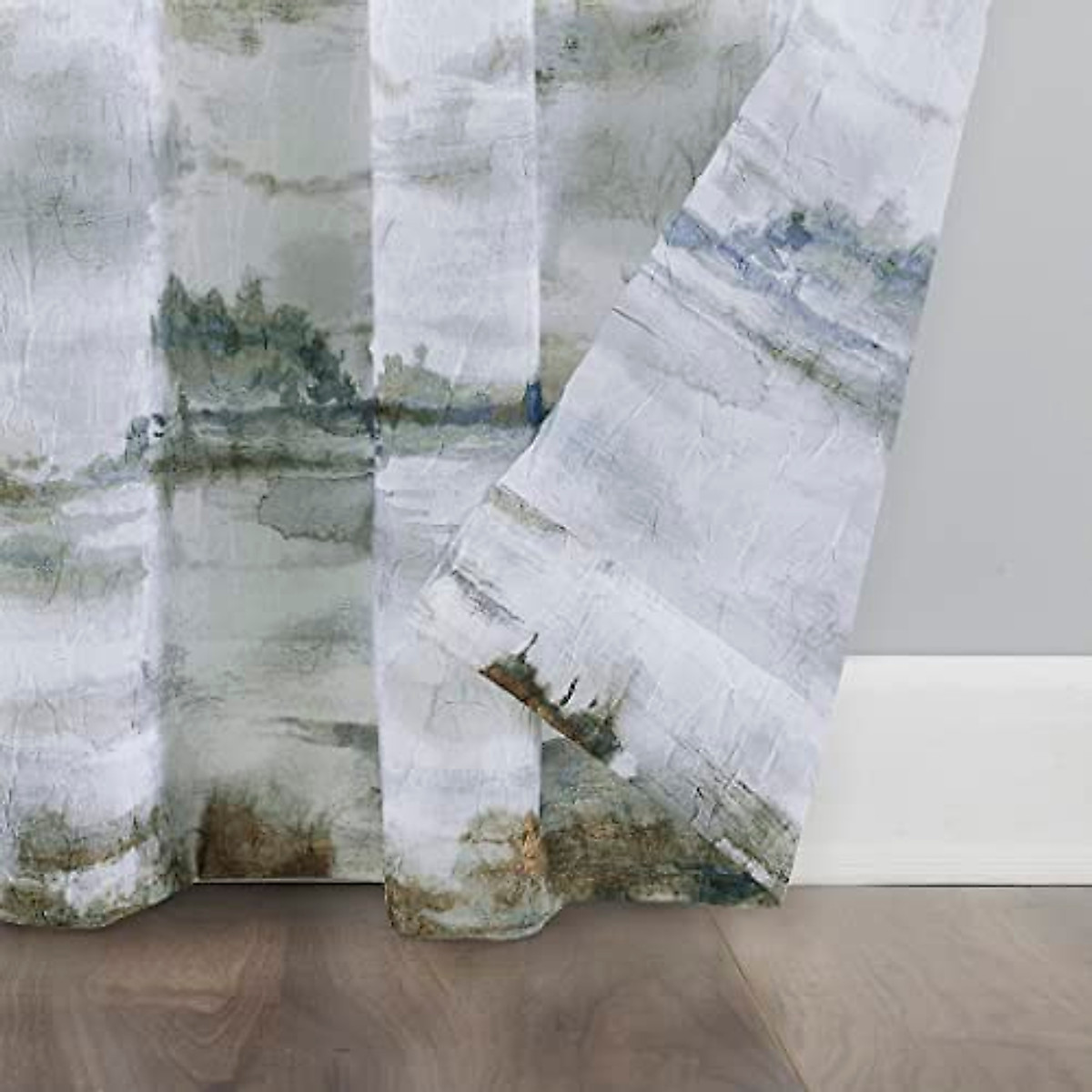 No. 918 Picasso Crushed Sheer Voile Rod Pocket Curtain Panel, 51" x 63", Grey