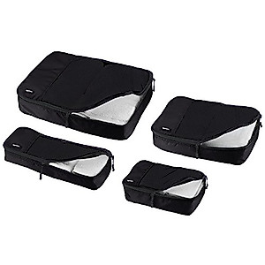 Amazon Basics 4 Piece Packing Travel Organizer Cubes Set, Black