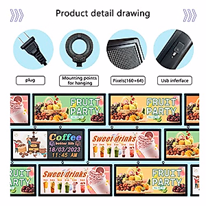 CX PH6 Outdoor LED Scrolling Sign 40'' x 18'' Full Color WiFi LED Sign Display Board with High Resolution High Brightness and New SMD Technology - Programmable LED Sign