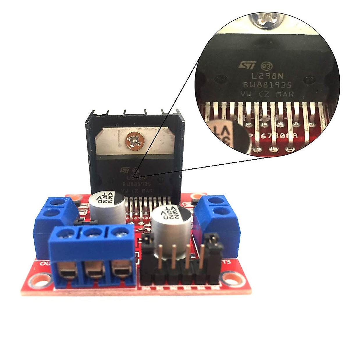 4pcs L298N Controller Board Module Dual H-Bridge 3pcs Dupont Connector Cables for Arduino Smart Car Power UNO MEGA R3 Mega2560 Motor Driver Stepper DC Motor