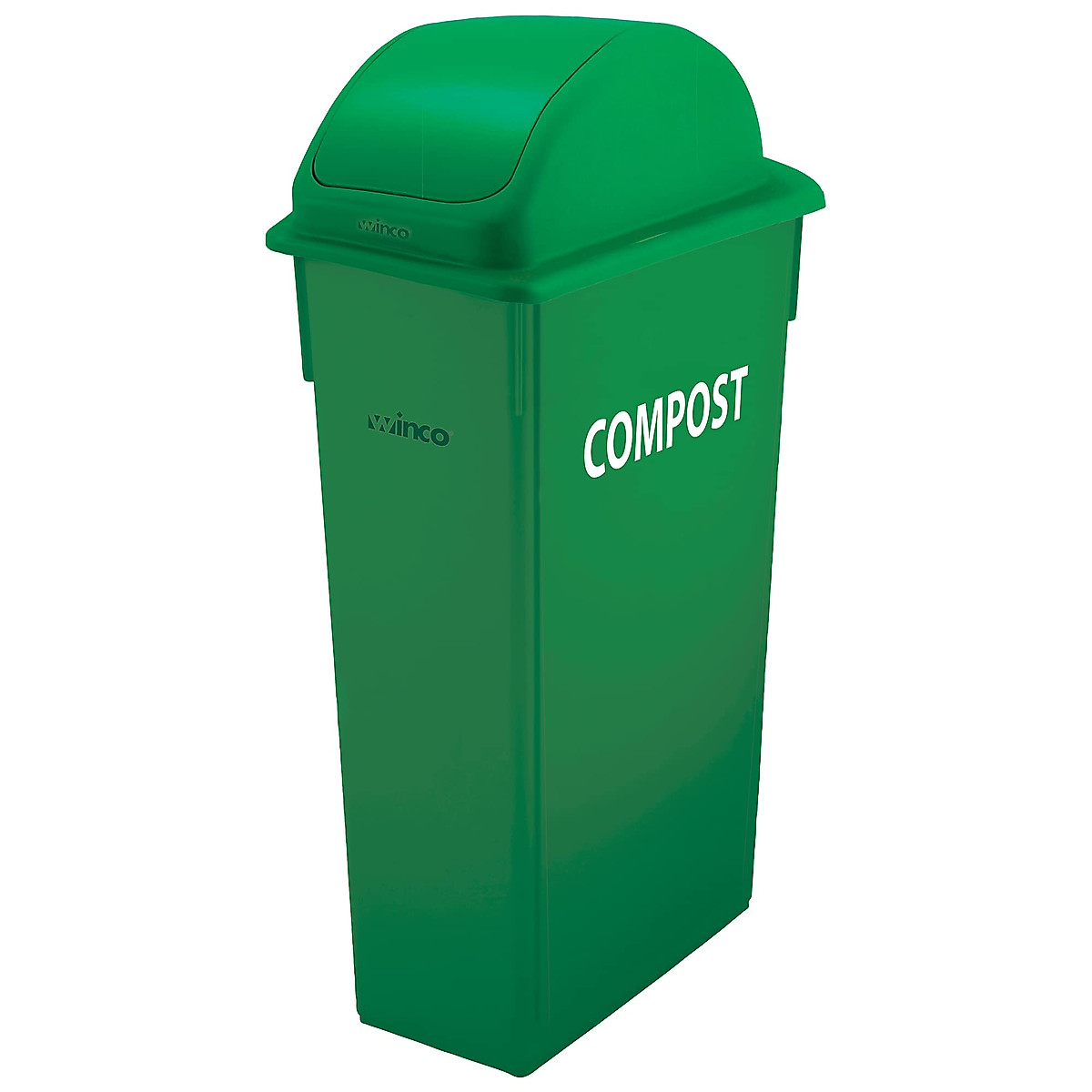 Winco PTC-23GRC Slim Trash Can, 23 Gallon, Green