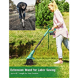 Kimo Cordless Tiller Cultivator with 24 Steel Tines, 7.8-in Wide & 5-in Depth Garden Cultivator, Electric Rototiller w/Battery Powered Tiller Rototillers for Garden,Lawn,Yard,Soil Cultivation