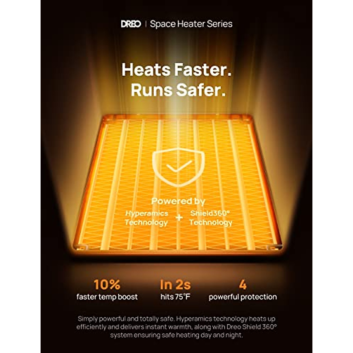 Dreo Space Heater for Bathroom and Indoor, Portable Heater, 1500W Safe and Quiet PTC Ceramic Heater, 40-95°F Digital Thermostat, 70°Oscillating, Remote, ALCI Safety Plug, 12h Timer, 5 Modes