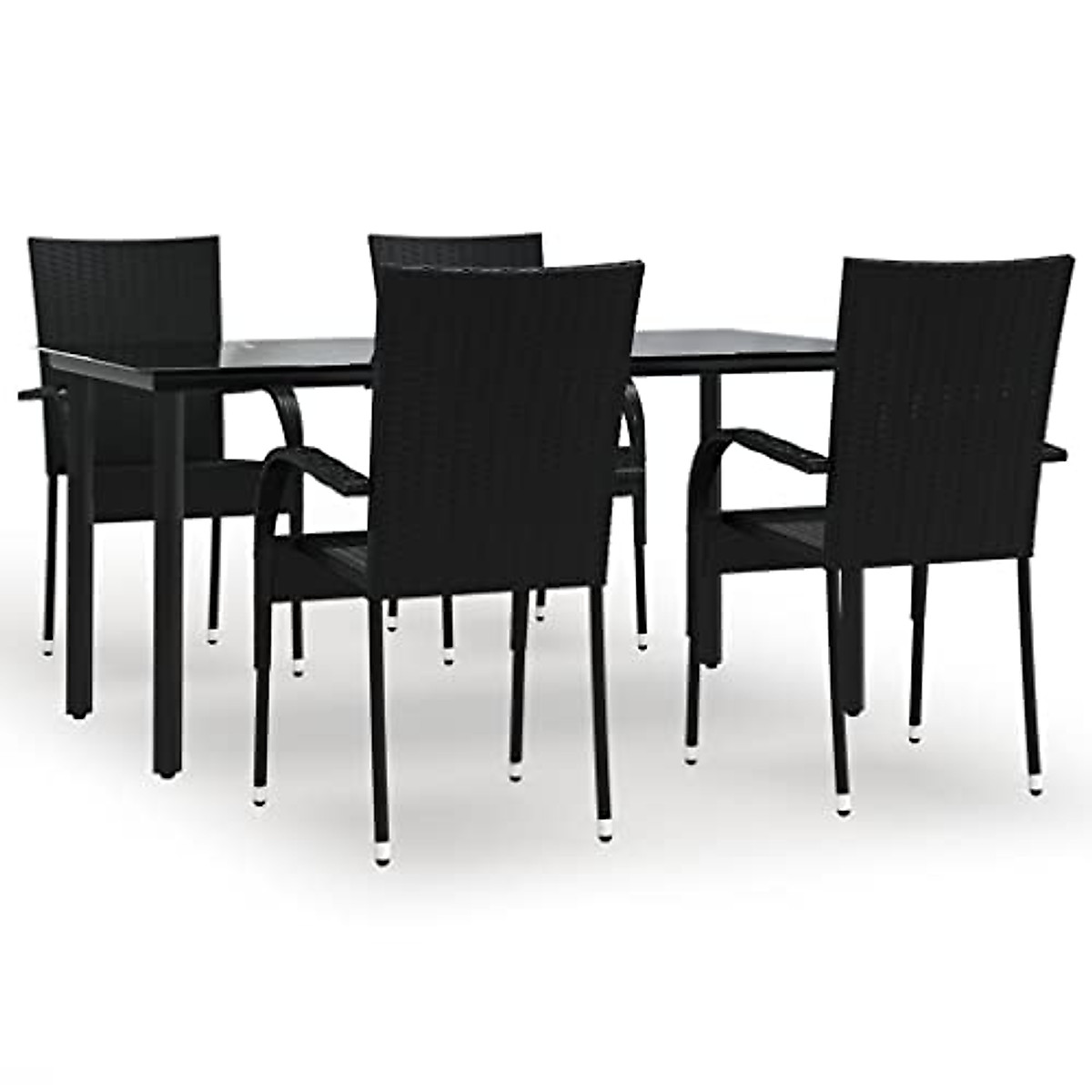 Camerina 5 Piece Patio Dining Set Patio Table and Chairs Set Outdoor Patio Dining Set Outdoor Patio Furniture Patio Set Black Poly Rattan 3156656