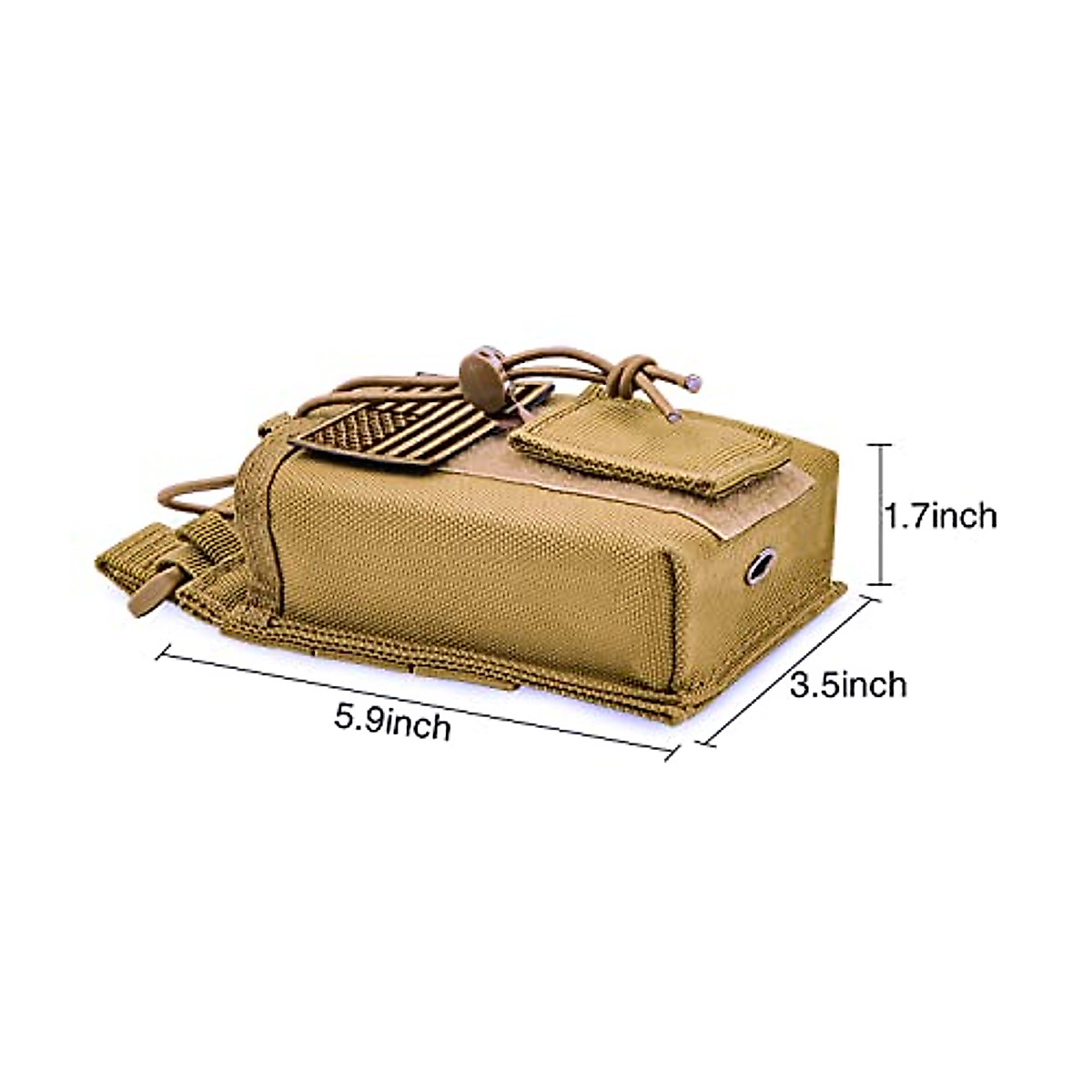 Molle Radio Pouch Radio Holster Tactical Radio Holder Duty Belt Accessories Military Heavy Duty Radio Bag for Two Ways Walkie Talkies Adjustable Storage with 1 Pack Patch (Tan)