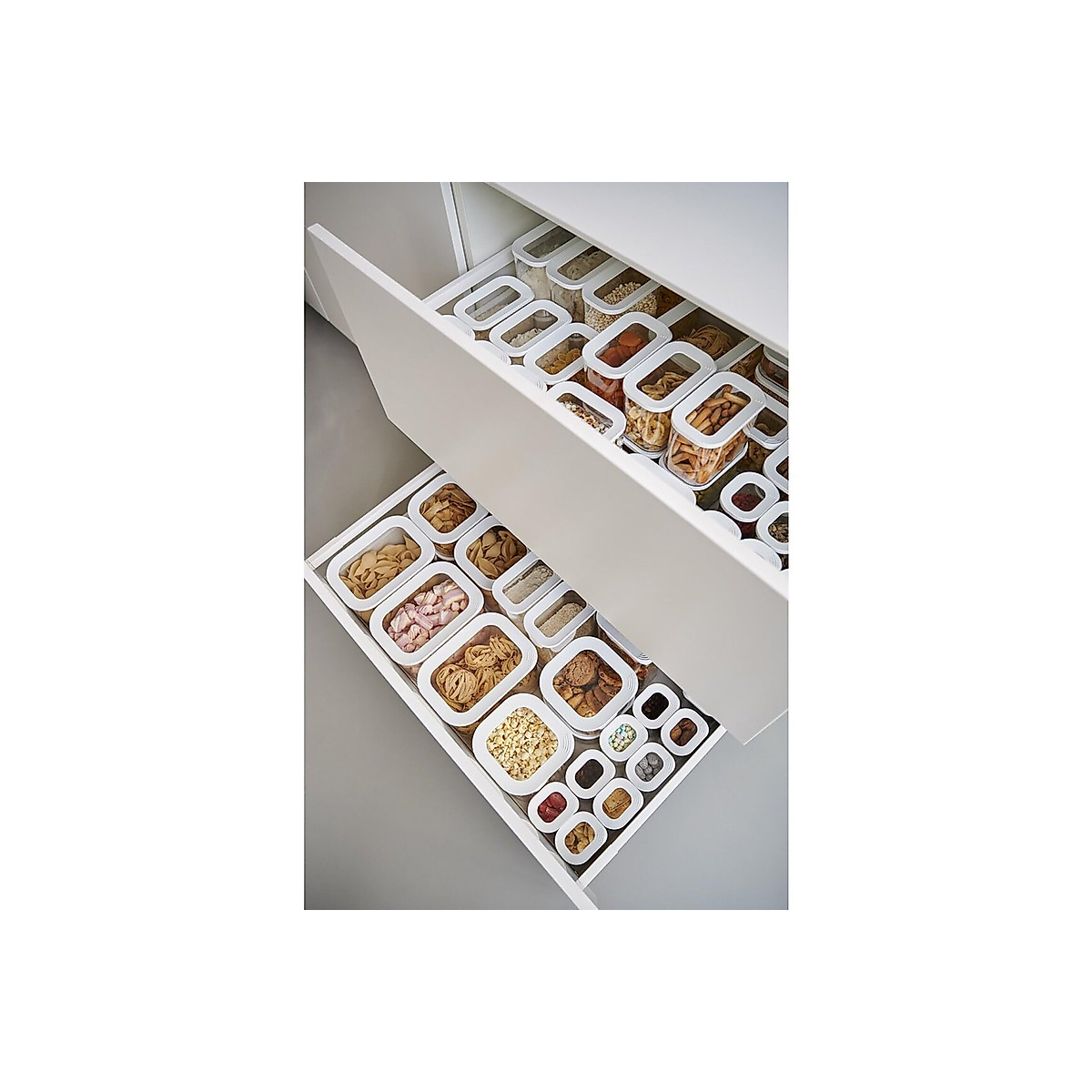 Mepal MODULA 5 Piece Food Storage Box Set for Cereal or Pasta with 3 Transparent Lids, Airtight, BPA Free, 1 Set